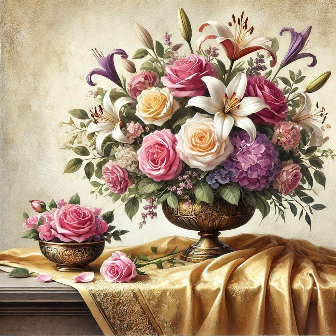 PDF Flower Bouquet in Vase, Counted Cross Stitch Pattern, Floral ...