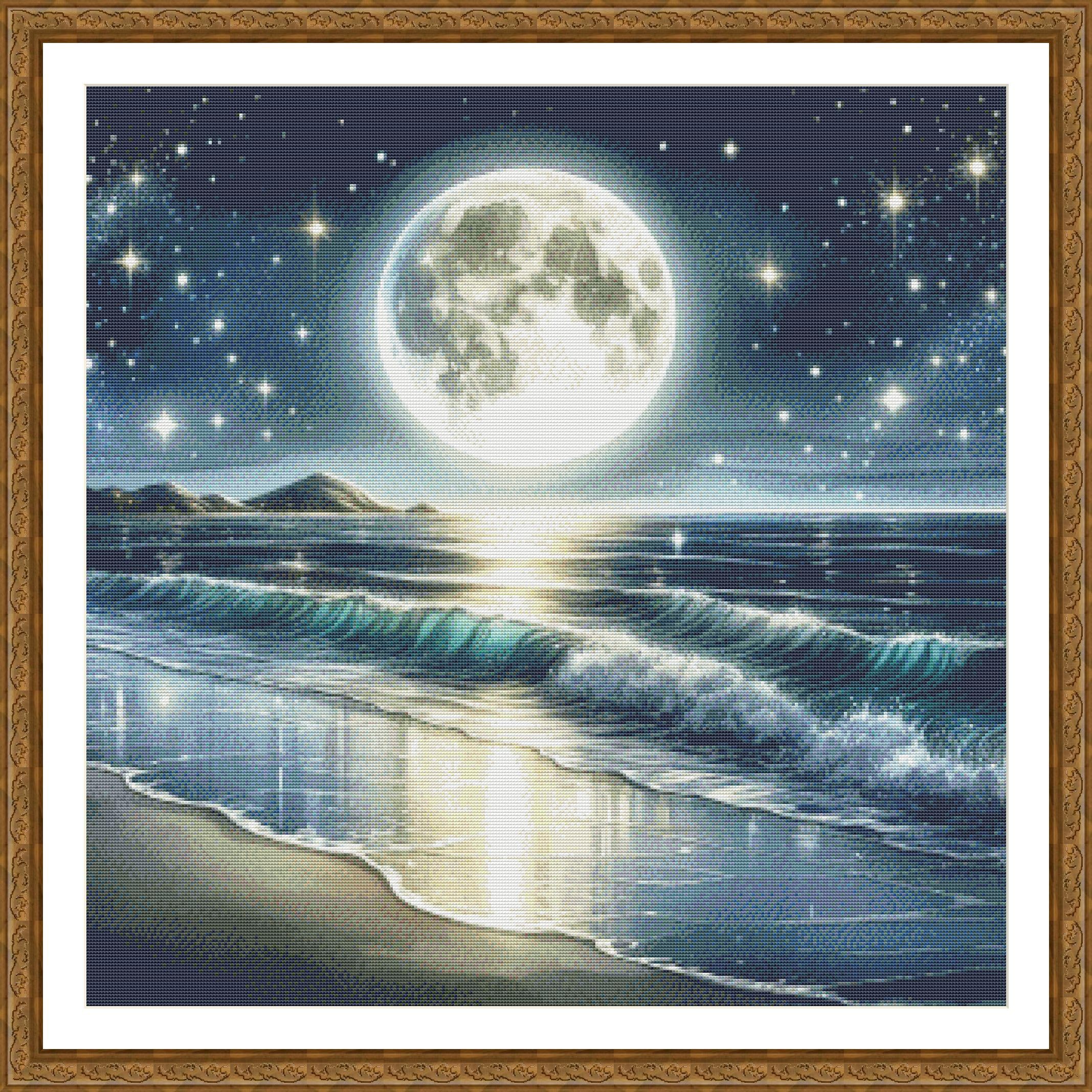 PDF Moonlight, Beach, Moon, Counted Cross Stitch Pattern, Seascape ...
