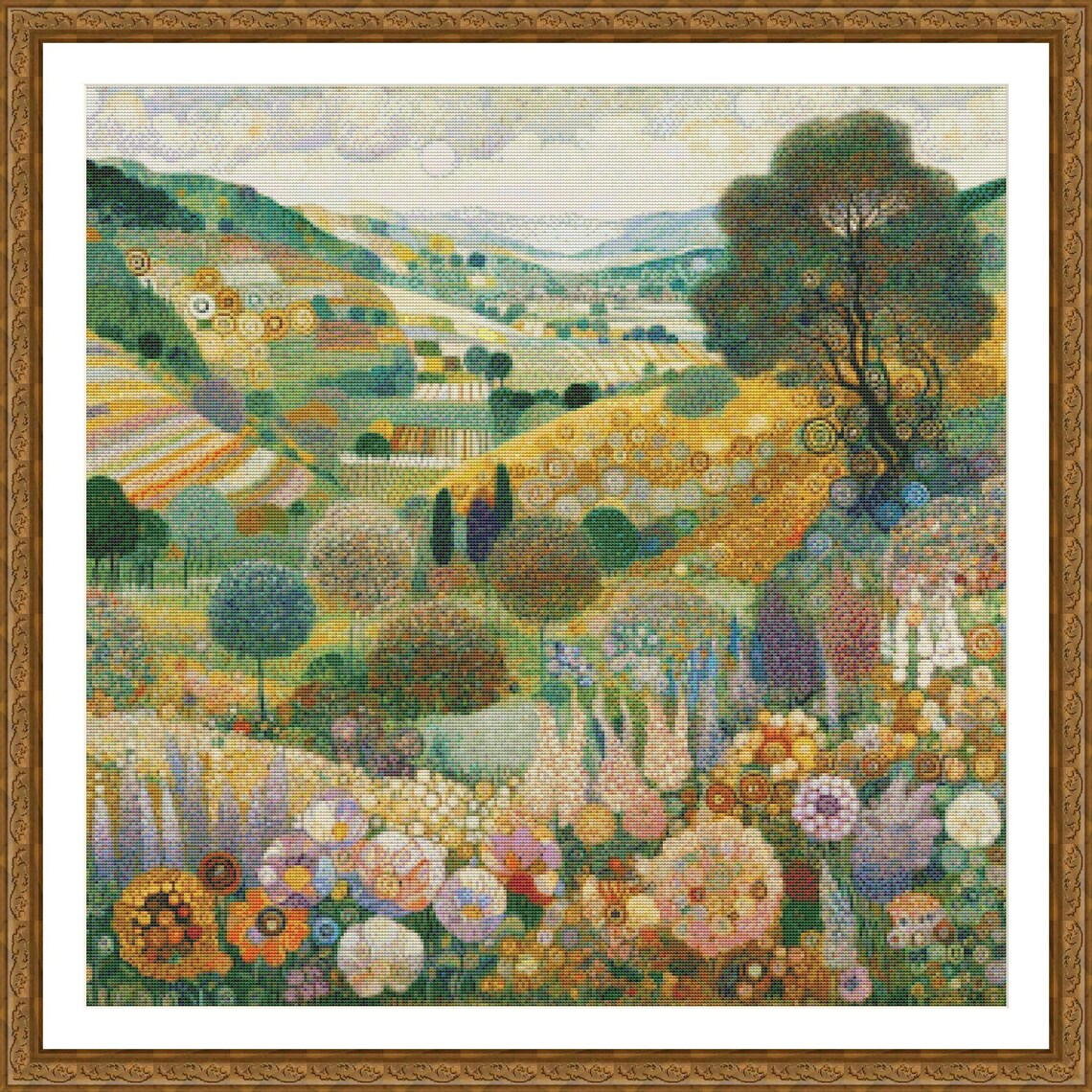 PDF Countryside Floral Landscape Cross Stitch Pattern Flower Houses ...