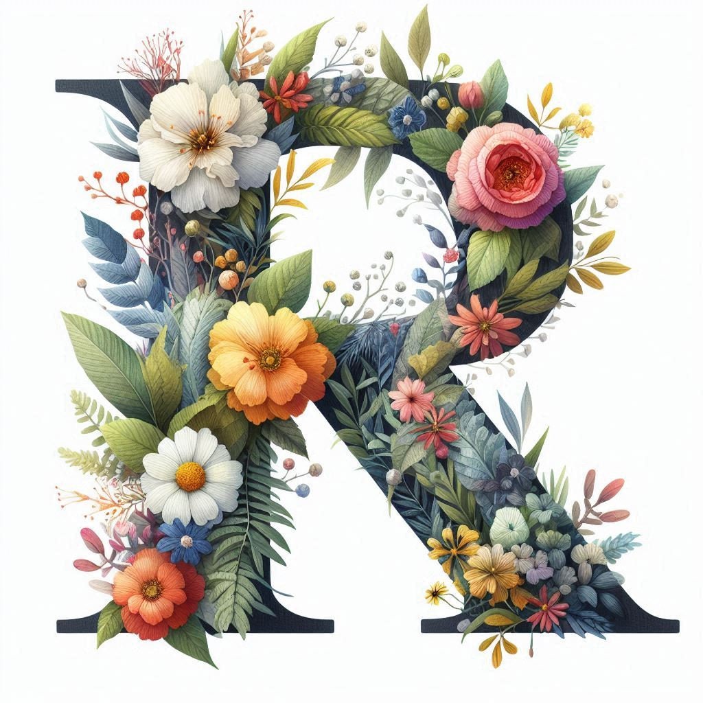PDF Floral Alphabet Letter R Large Size Cross Stitch Pattern, Instant ...