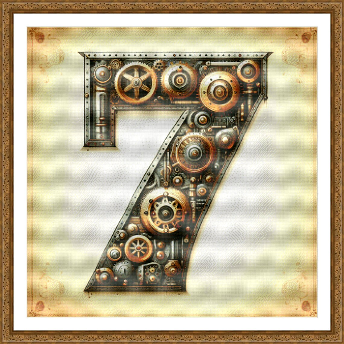PDF Steampunk Number 7, Cross Stitch, Large Size Pattern Keeper ...