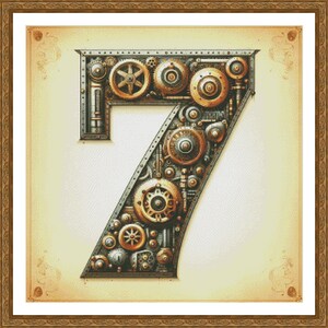 PDF Steampunk Number 7, Cross Stitch, Large Size Pattern Keeper ...