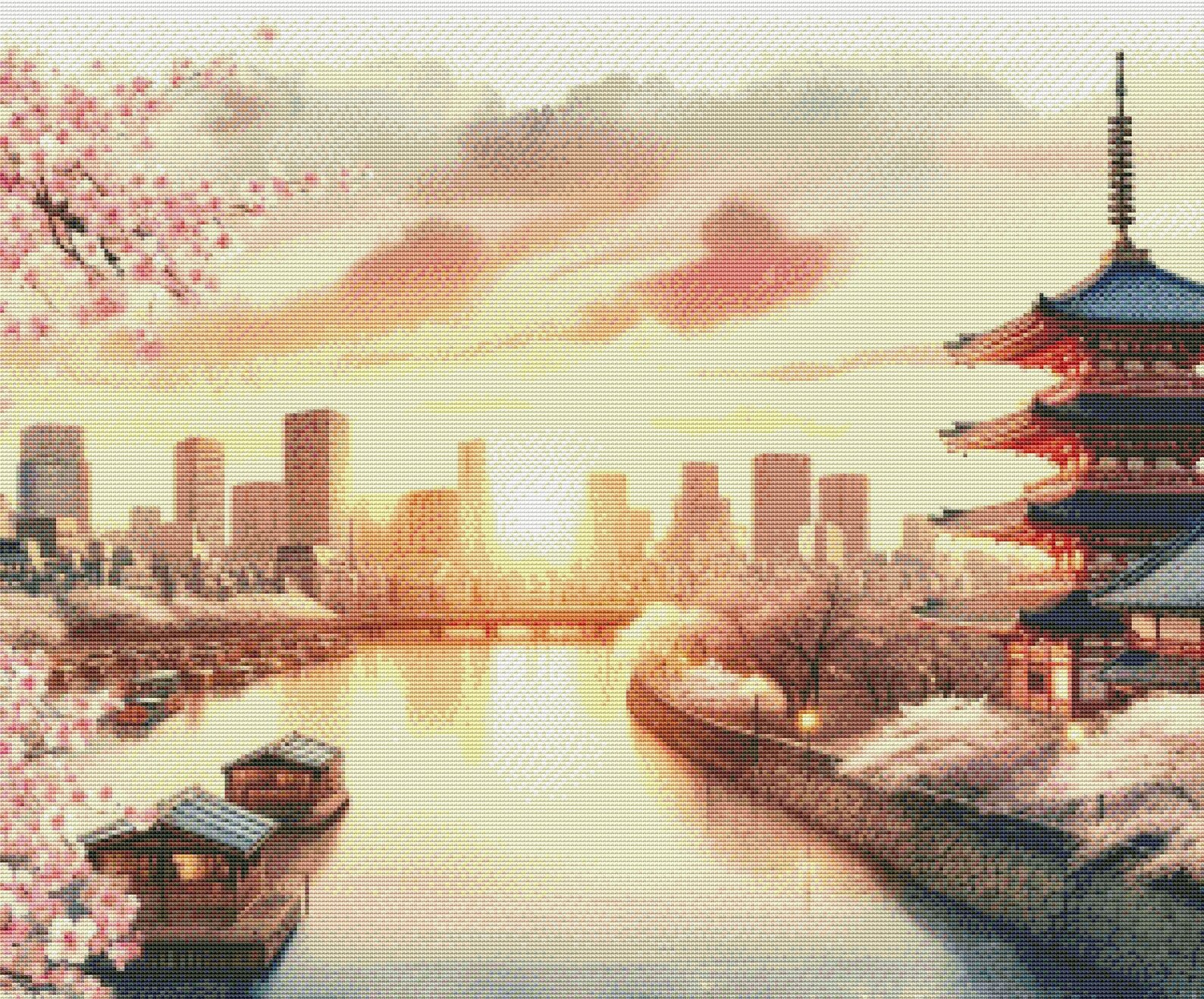 PDF Tokyo, Japan, Sakura Blossom, Counted Cross Stitch Pattern, City ...