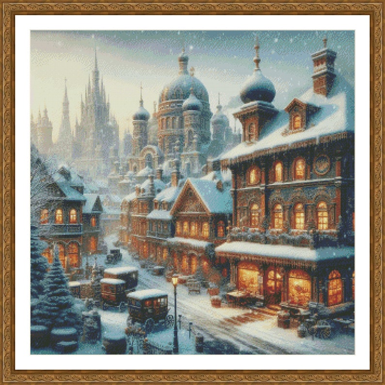 PDF Winter Snow City Street Counted Cross Stitch Pattern, City ...