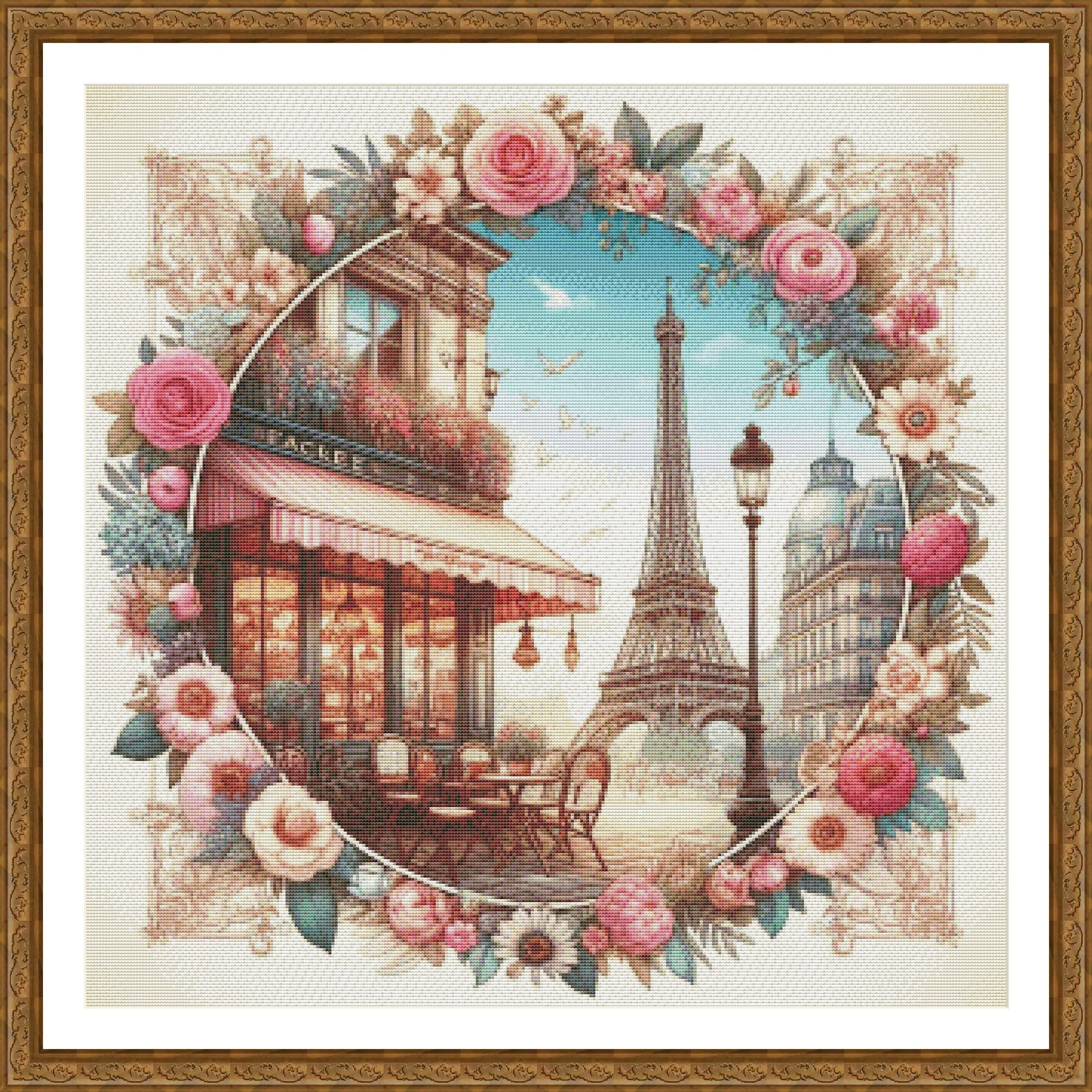 PDF Paris France Eiffel Tower Cafe Counted Cross Stitch Pattern, City ...