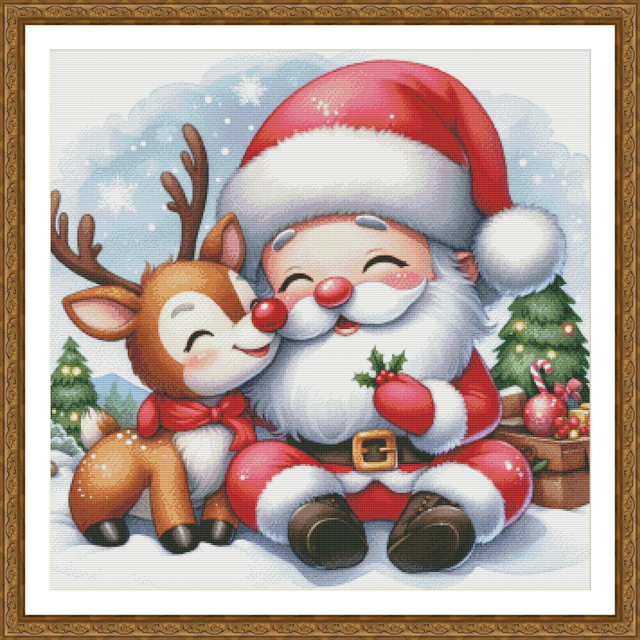 PDF Santa Claus With Rudolf Counted Cross Stitch Pattern, Instant ...