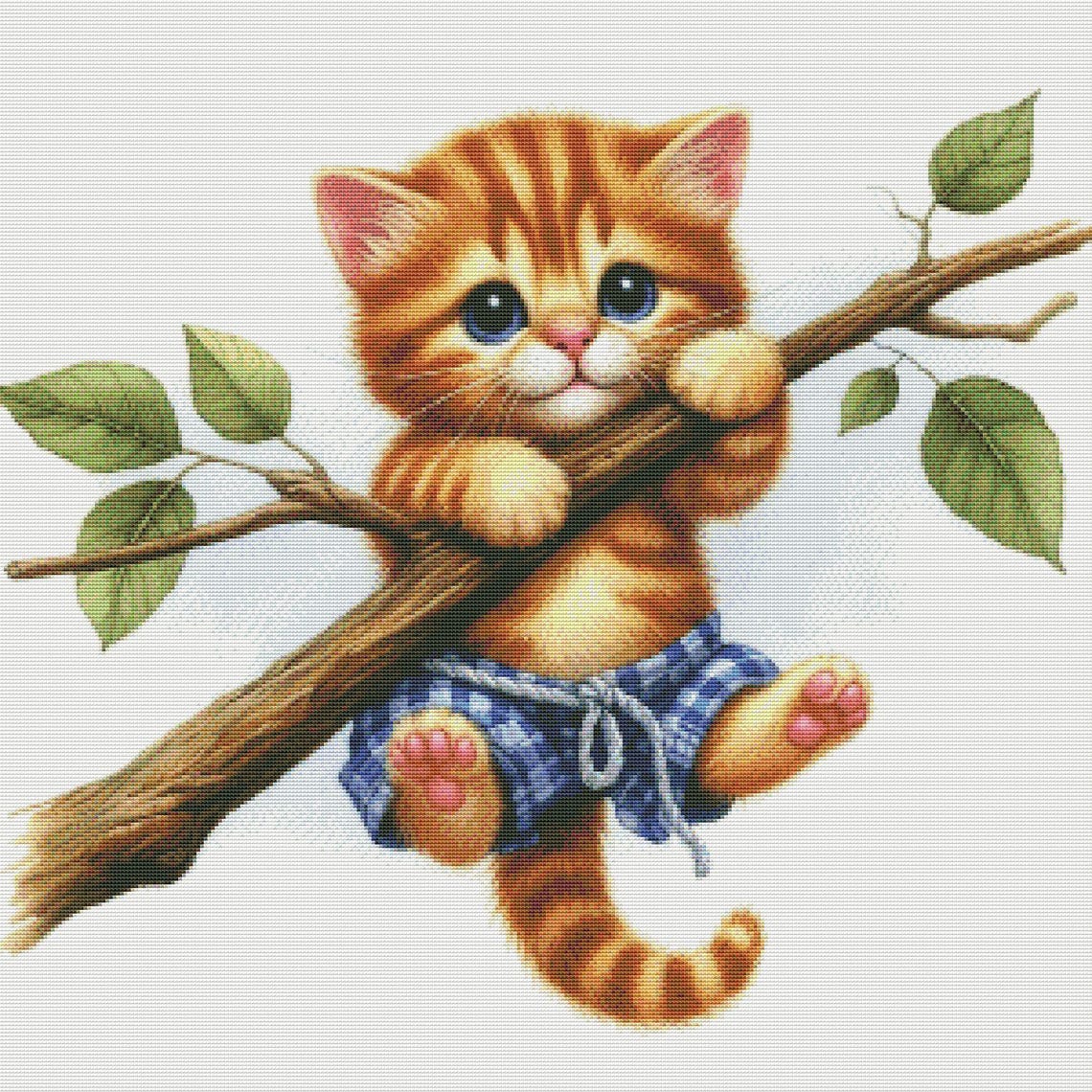 PDF Kitten Hanging, Counted Cross Stitch Pattern, Animal Cross Stitch ...