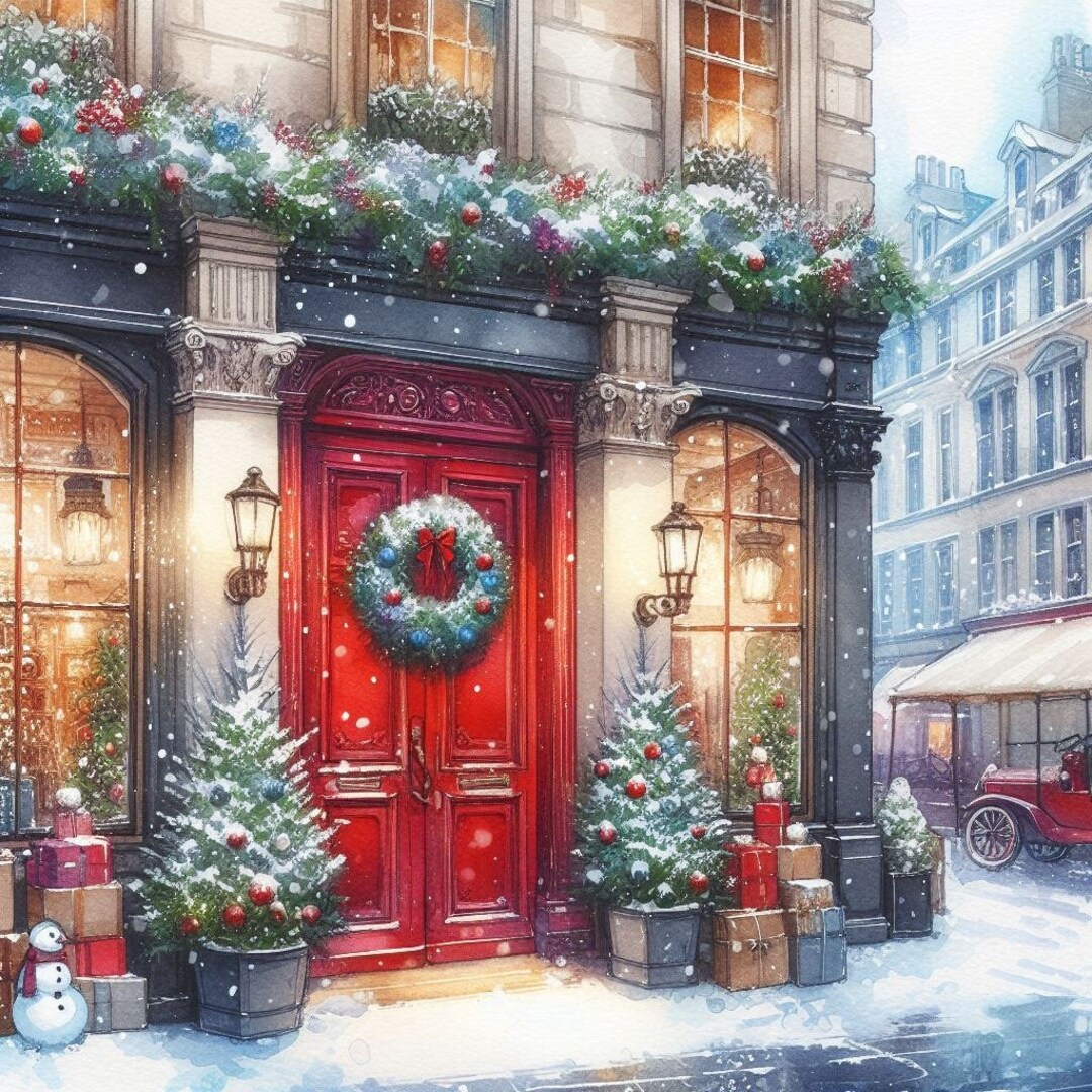 PDF Christmas Street Houses Cross Stitch Pattern, Christmas Storefront ...