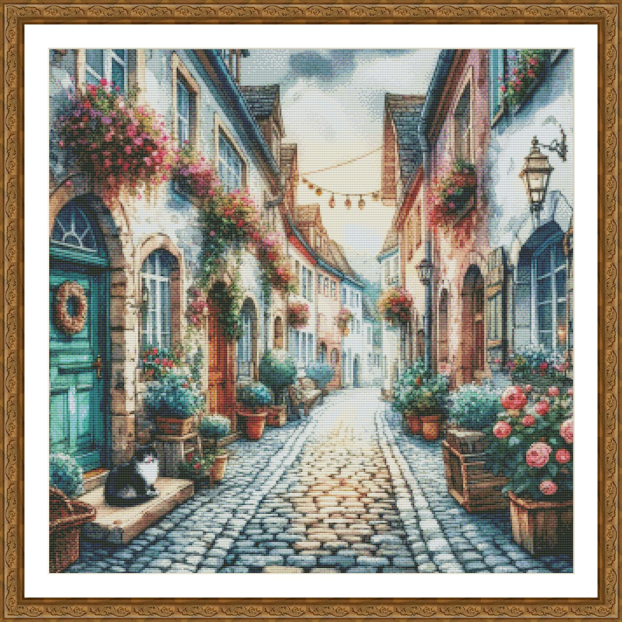 PDF European Street Counted Cross Stitch Pattern, Europe Cityscape ...
