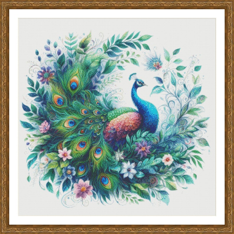 PDF Peacock Cross Stitch Pattern Digital Format Cross Stitch Pattern ...