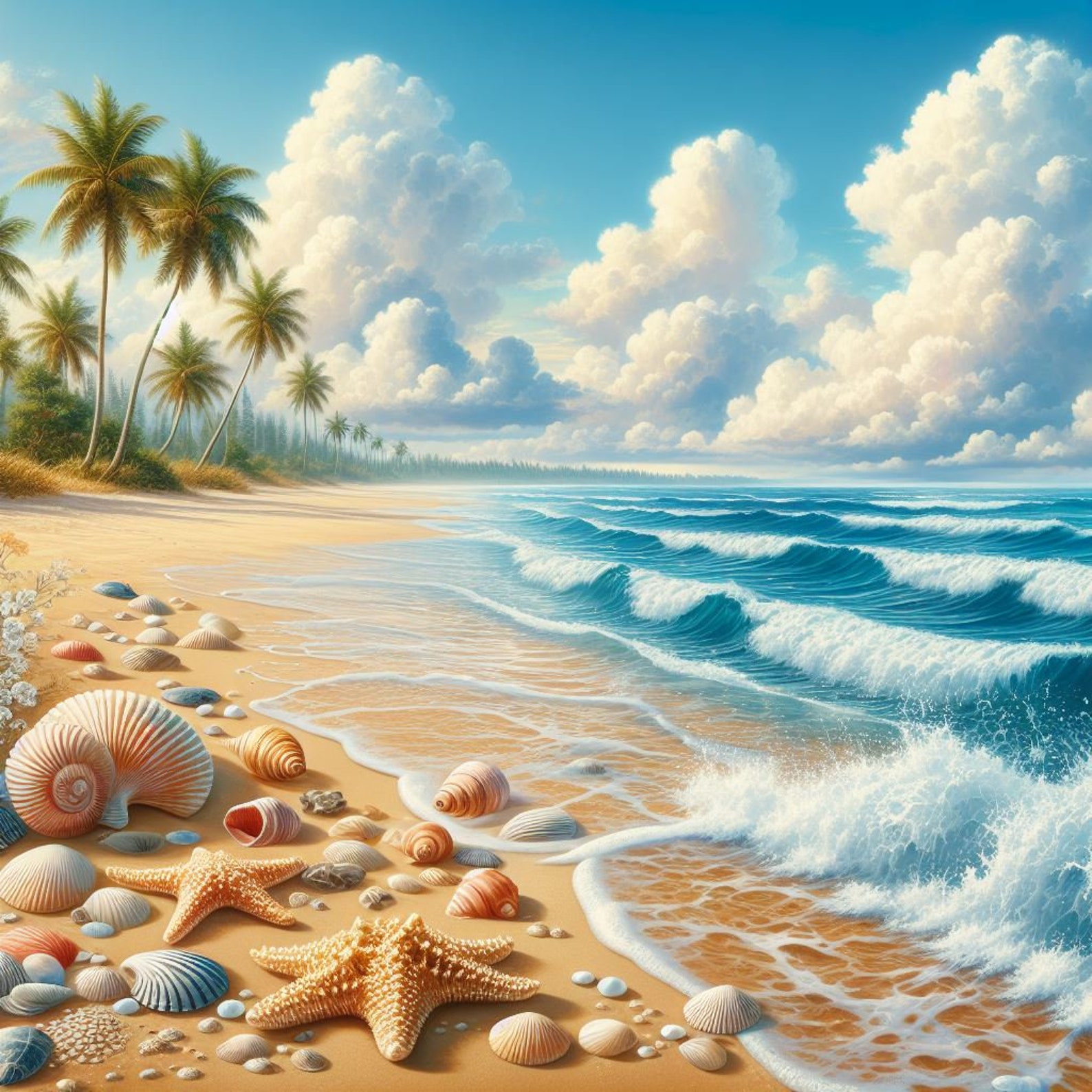 PDF Beach Shells Counted Cross Stitch Pattern Seascape Digital Cross ...