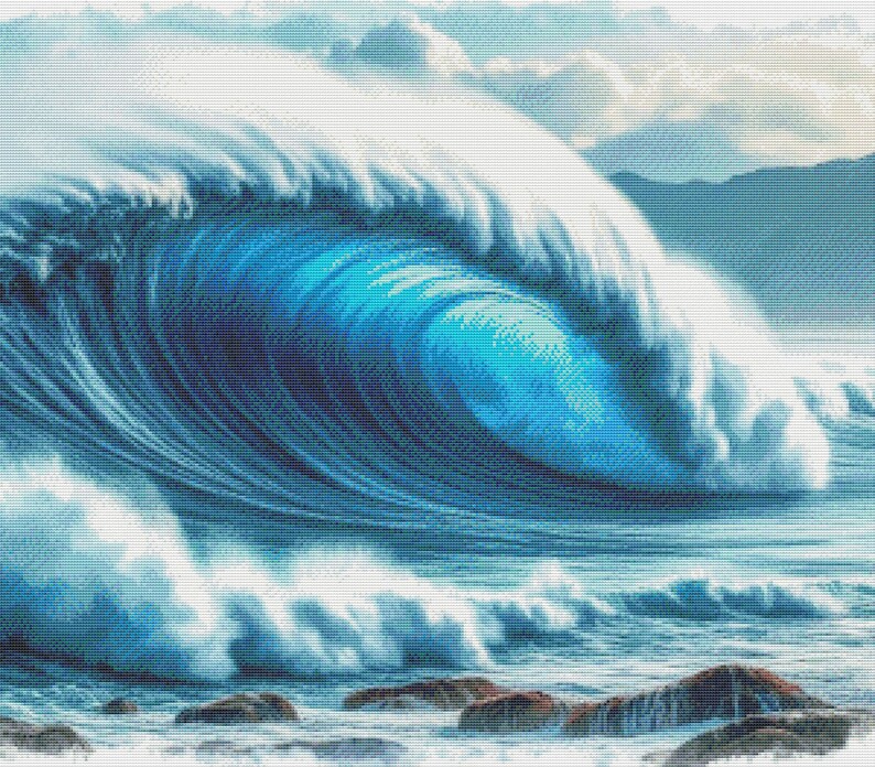 PDF Ocean Wave Counted Cross Stitch Pattern Seascape Digital Cross ...