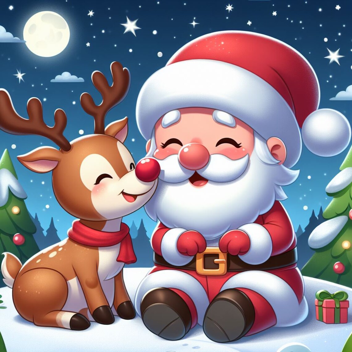 PDF Santa Claus With Rudolf Counted Cross Stitch Pattern, Instant ...