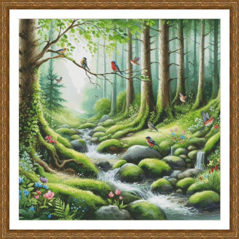 PDF Serene Forest, Cross Stitch Pattern, Rainforest Landscape, Forest ...