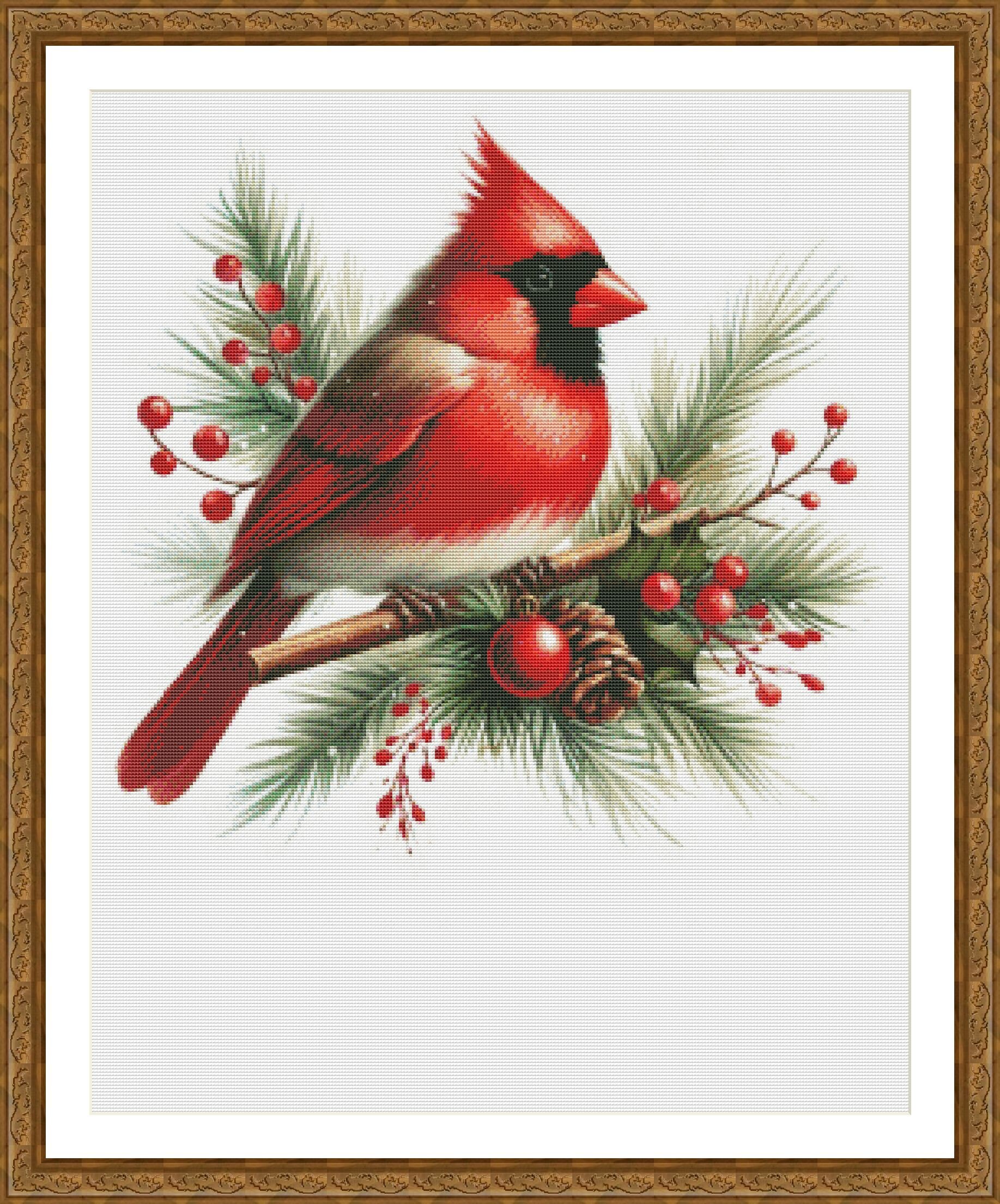 PDF Red Northern Cardinal Bird Cross Stitch Pattern Digital Cross ...