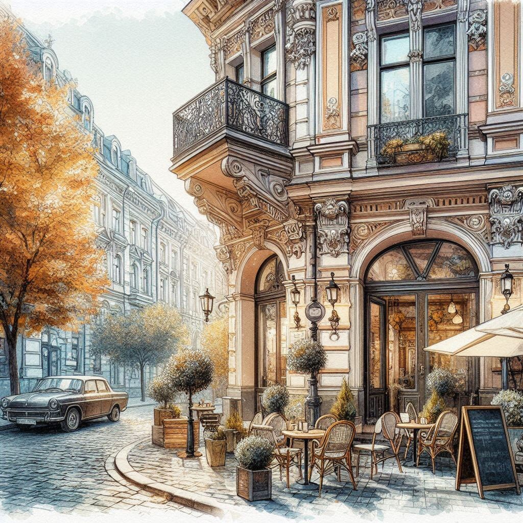 PDF Europe Cafe Counted Cross Stitch Pattern, Autumn City Landscape ...