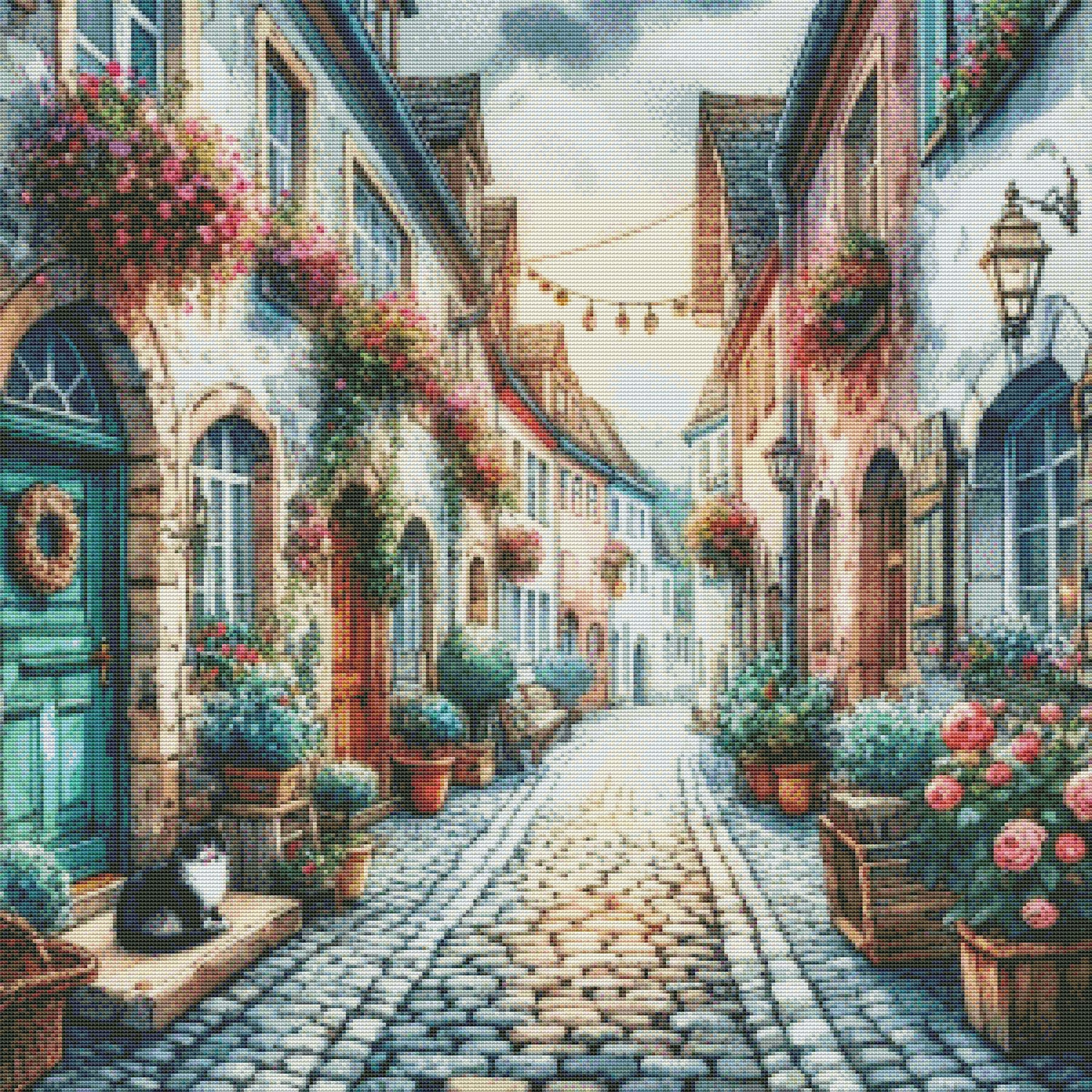PDF European Street Counted Cross Stitch Pattern, Europe Cityscape ...