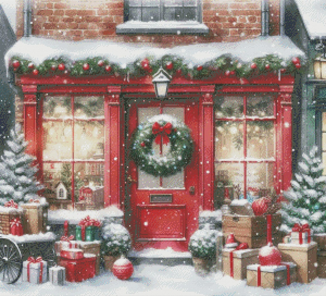 PDF Christmas Street Houses Cross Stitch Pattern, Christmas Storefront ...