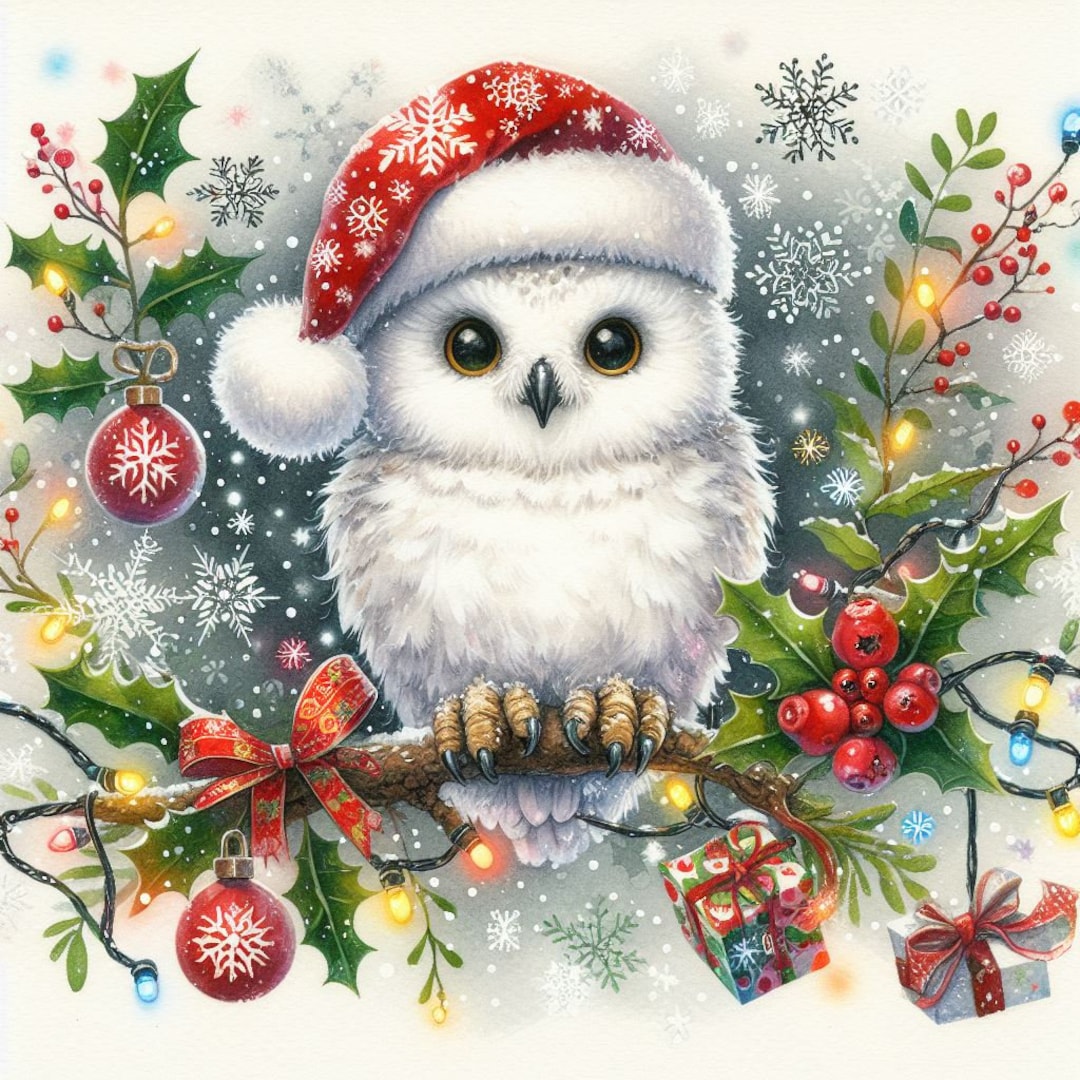PDF Christmas Owl Cross Stitch Pattern, Animal Cross Stitch, Gift ...