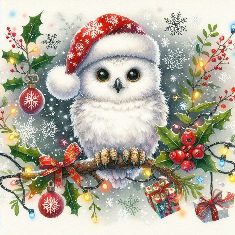 PDF Christmas Owl Cross Stitch Pattern, Animal Cross Stitch, Gift ...