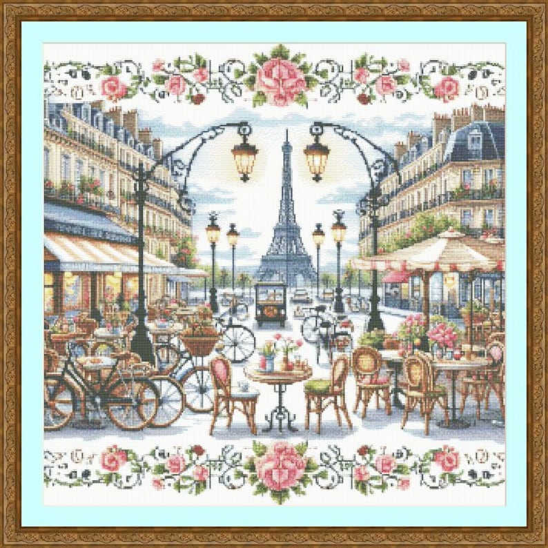 PDF Paris France Eiffel Tower Cafe Counted Cross Stitch Pattern, City ...