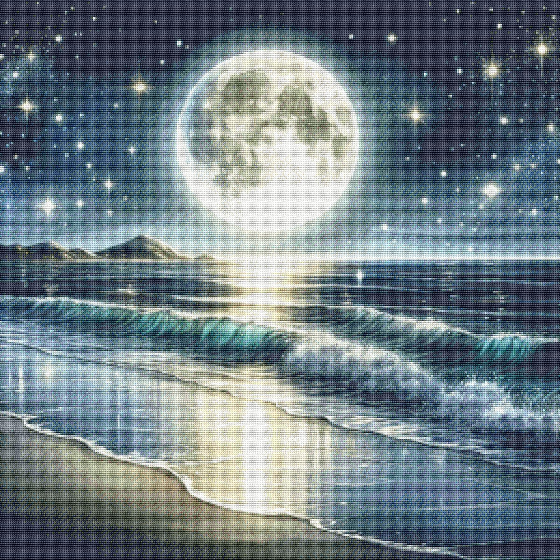 PDF Moonlight, Beach, Moon, Counted Cross Stitch Pattern, Seascape ...