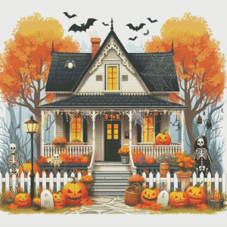 PDF Halloween House Cross Stitch Pattern, Gift Design, PDF Instant ...