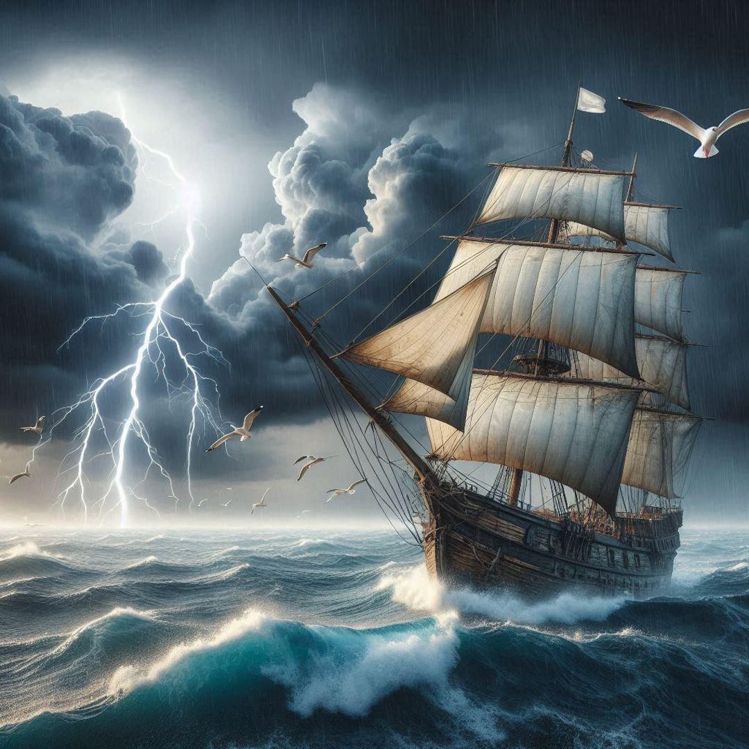PDF Storm at Sea, Frigate Ship, Counted Cross Stitch Pattern, Seascape ...