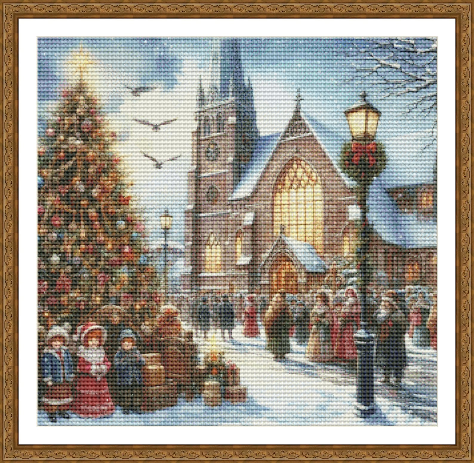 PDF Victorian Christmas Street Church Cross Stitch Pattern, Christmas ...