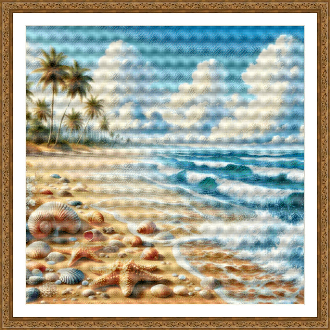 PDF Beach Shells Counted Cross Stitch Pattern Seascape Digital Cross ...