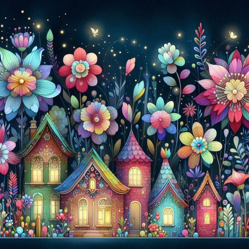 PDF Flower Houses Pattern Cross Stitch Pattern Digital Format Cross ...