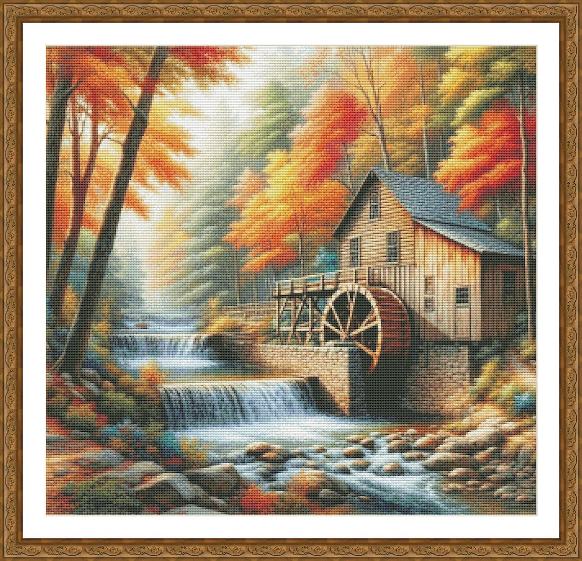 PDF Autumn Waterfall, Watermill Counted Cross Stitch Pattern, City ...