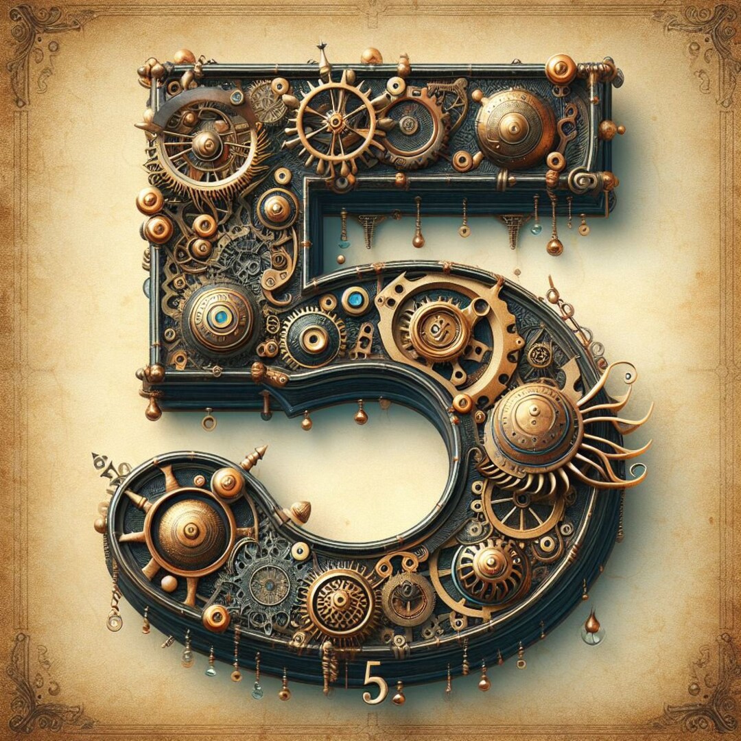 PDF Steampunk Number 5, Cross Stitch, Large Size Pattern Keeper ...