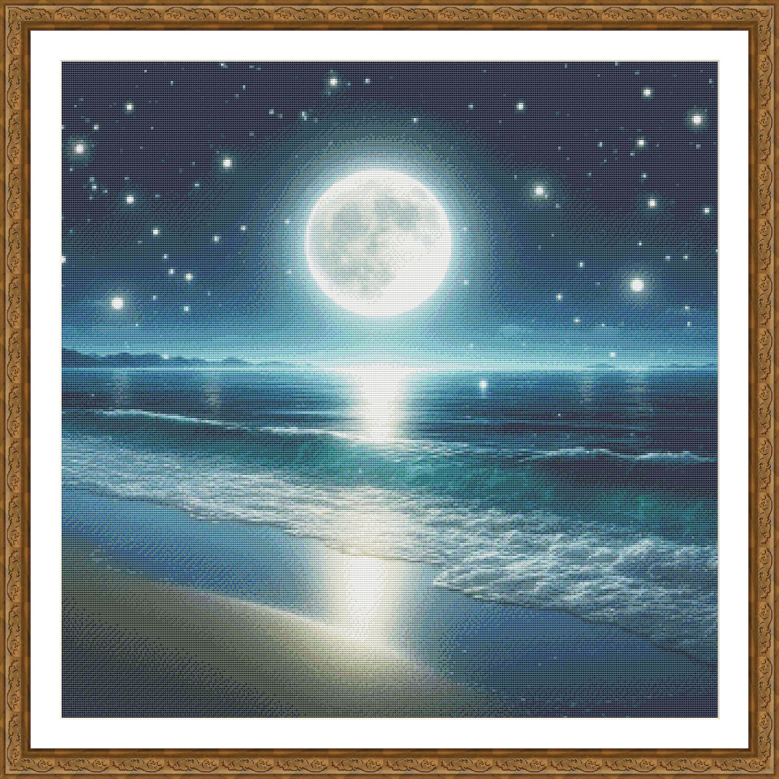 PDF Moonlight, Beach, Moon, Counted Cross Stitch Pattern, Seascape ...