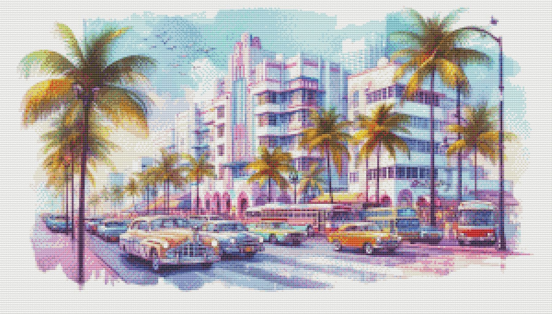 PDF Miami Beach, Florida, Counted Cross Stitch Pattern, City Landscape ...