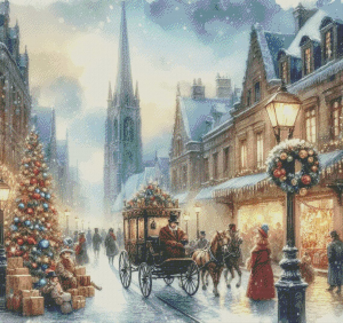 PDF Victorian Christmas Street Cross Stitch Pattern, Christmas Village ...