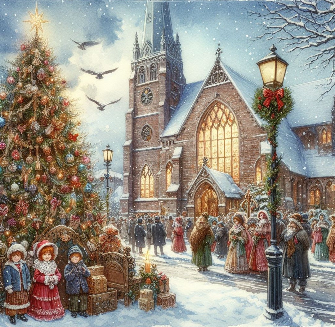 PDF Victorian Christmas Street Church Cross Stitch Pattern, Christmas ...