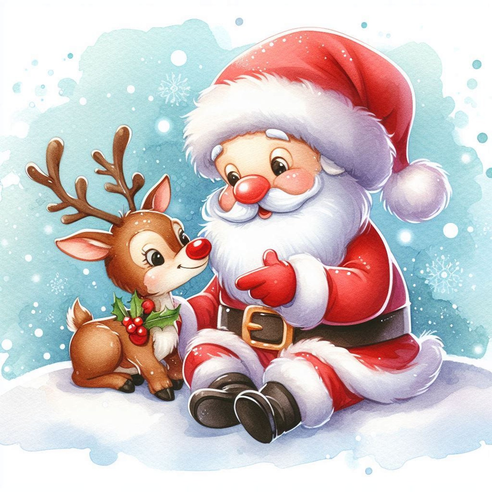 PDF Santa Claus With Rudolf Counted Cross Stitch Pattern, Instant ...