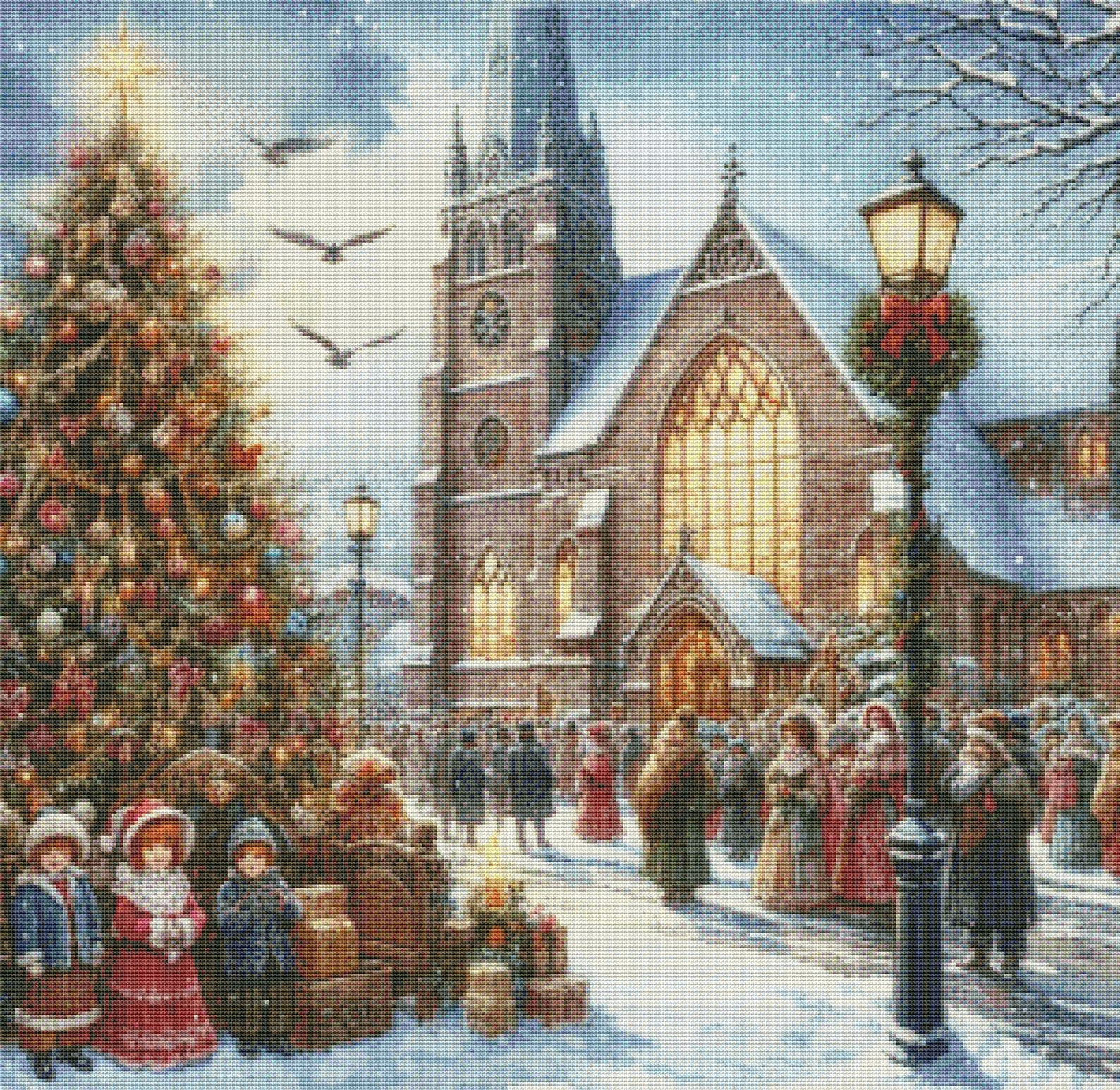 PDF Victorian Christmas Street Church Cross Stitch Pattern, Christmas ...