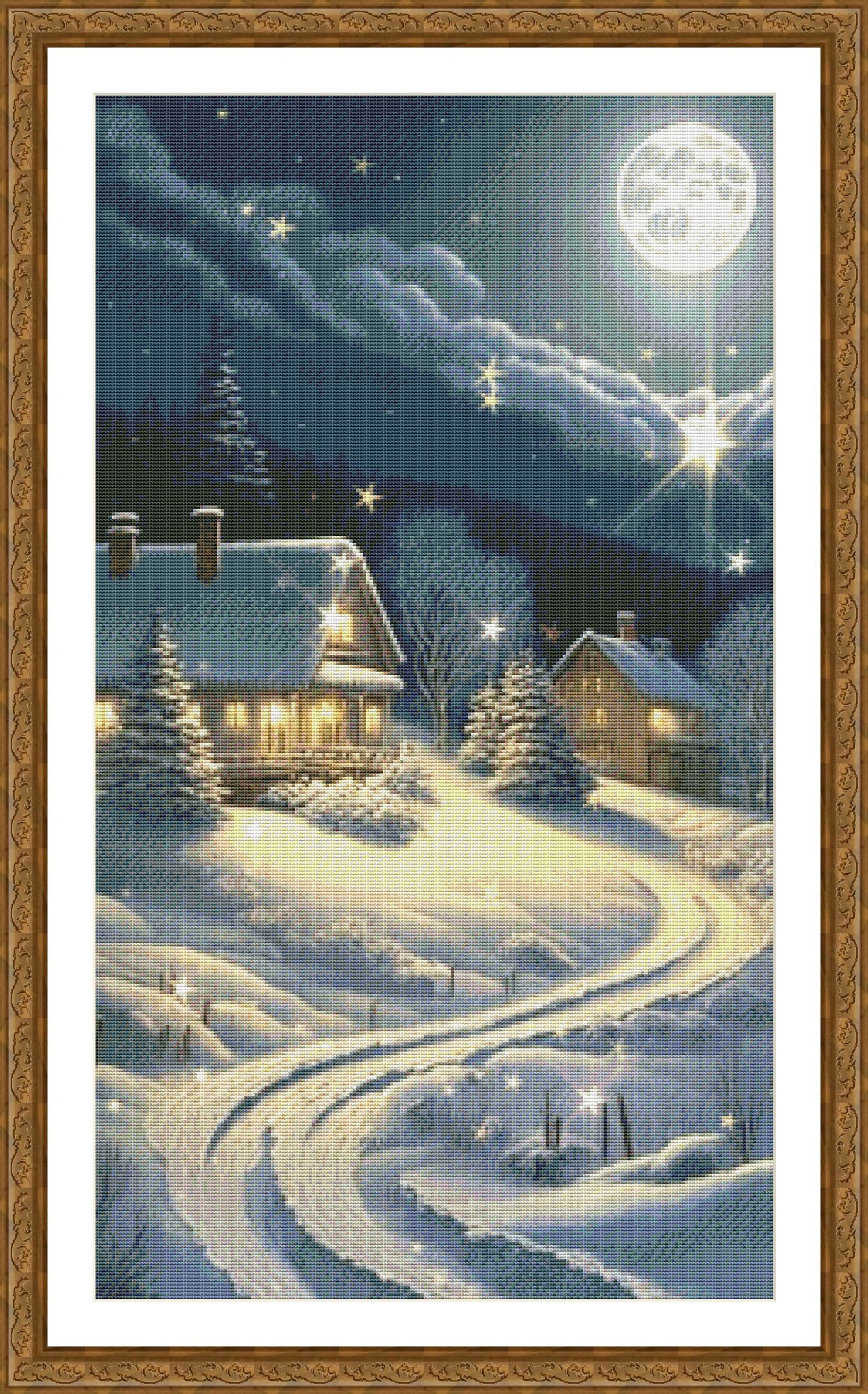 PDF Winter Night Cross Stitch Pattern, Snow Cross Stitch, Gift Design ...