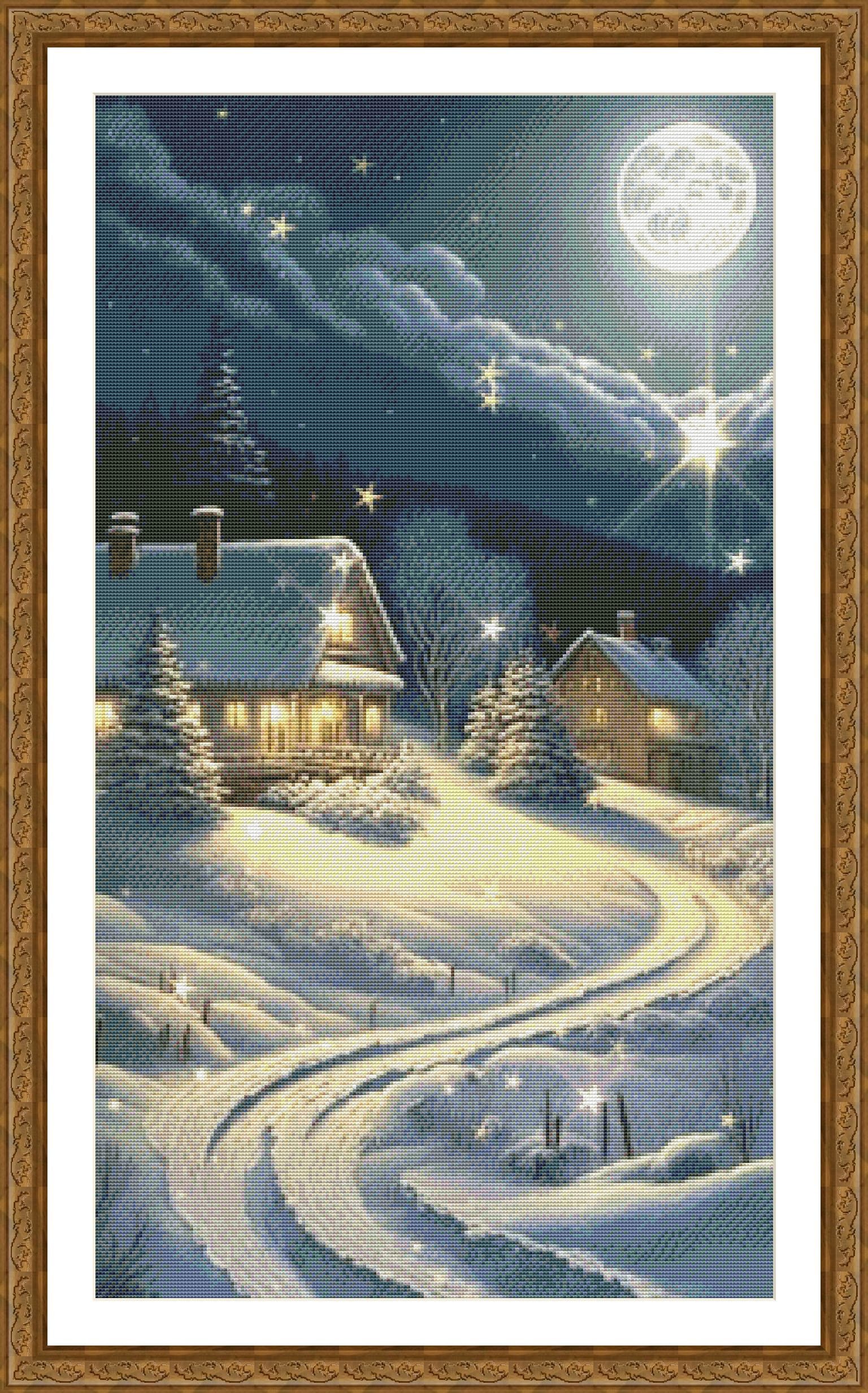PDF Winter Night Cross Stitch Pattern, Snow Cross Stitch, Gift Design ...