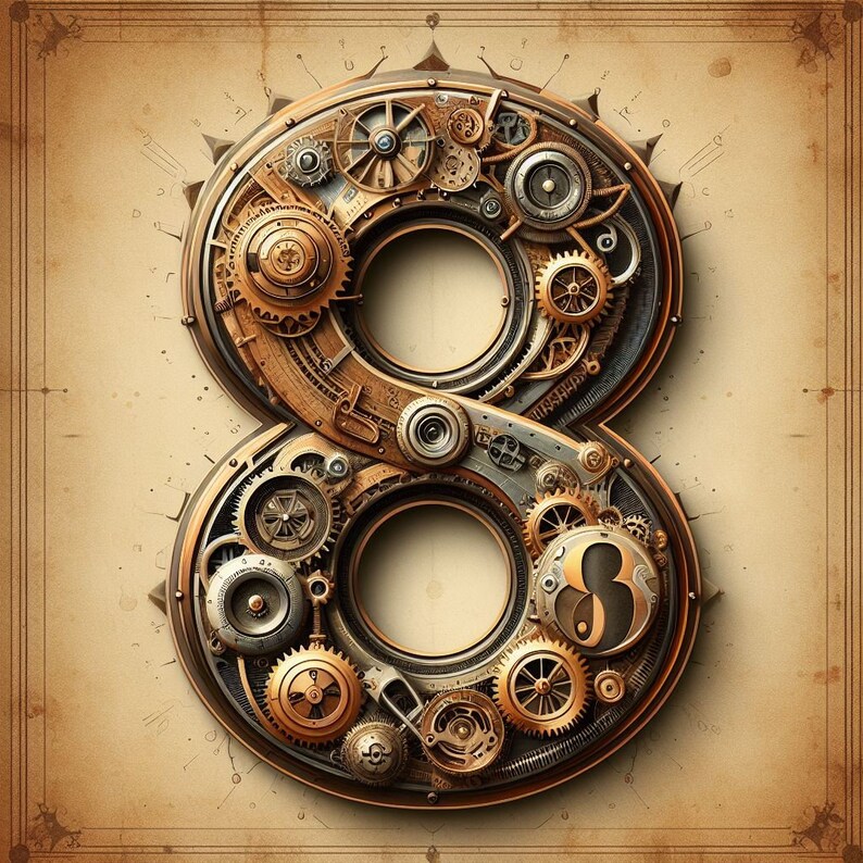 PDF Steampunk Number 8, Cross Stitch, Large Size Pattern Keeper ...