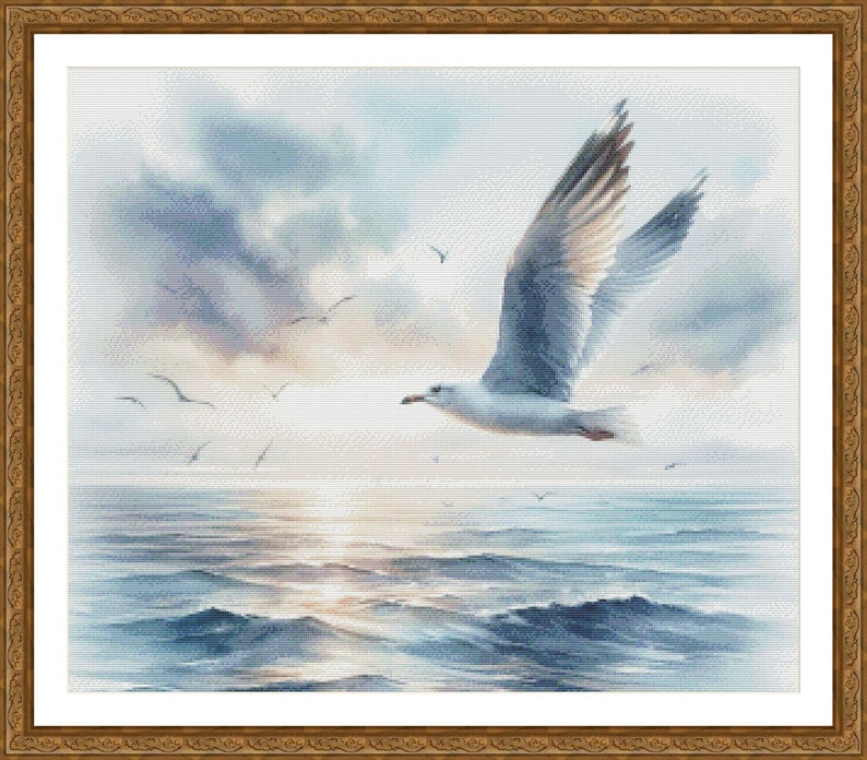 PDF Seagull Counted Cross Stitch Pattern Seascape Digital Cross Stitch ...