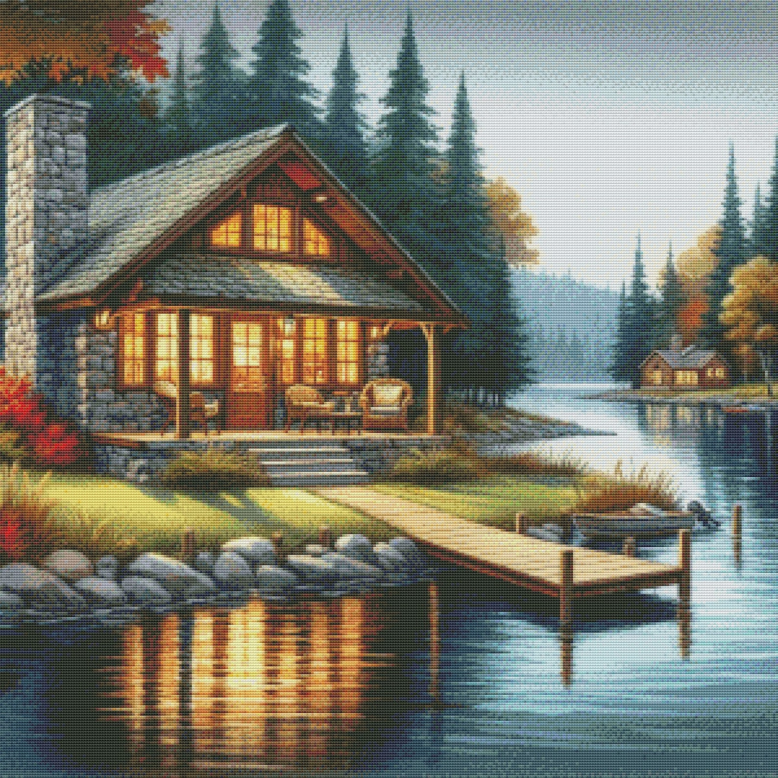 PDF Lake House Counted Cross Stitch Pattern, Instant Download Digital ...