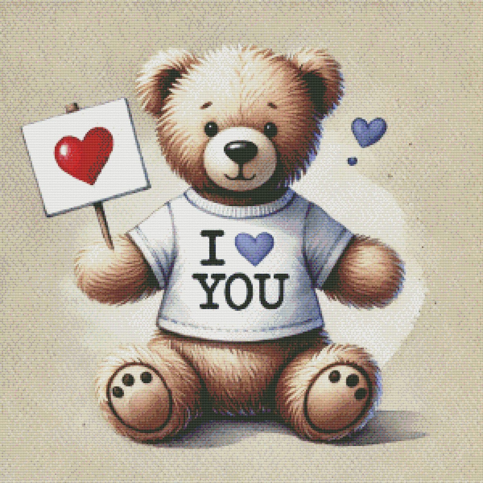 PDF Teddy Bear, Love, Counted Cross Stitch Pattern, Kids Room Decor ...
