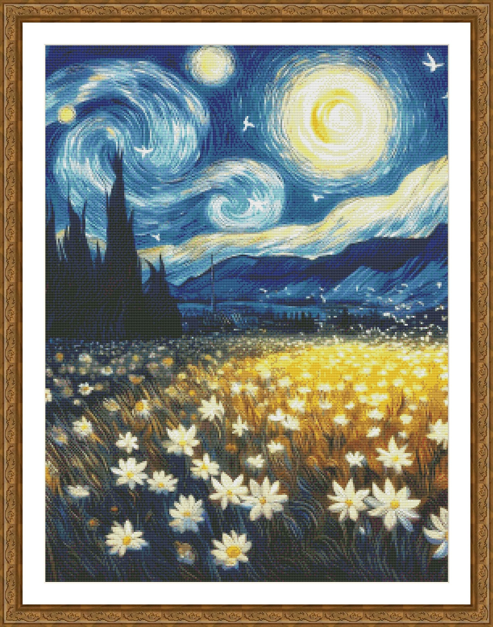 PDF Starry Night Cross Stitch Pattern, Snow Cross Stitch, Gift Design, PDF Instant Download. - Etsy