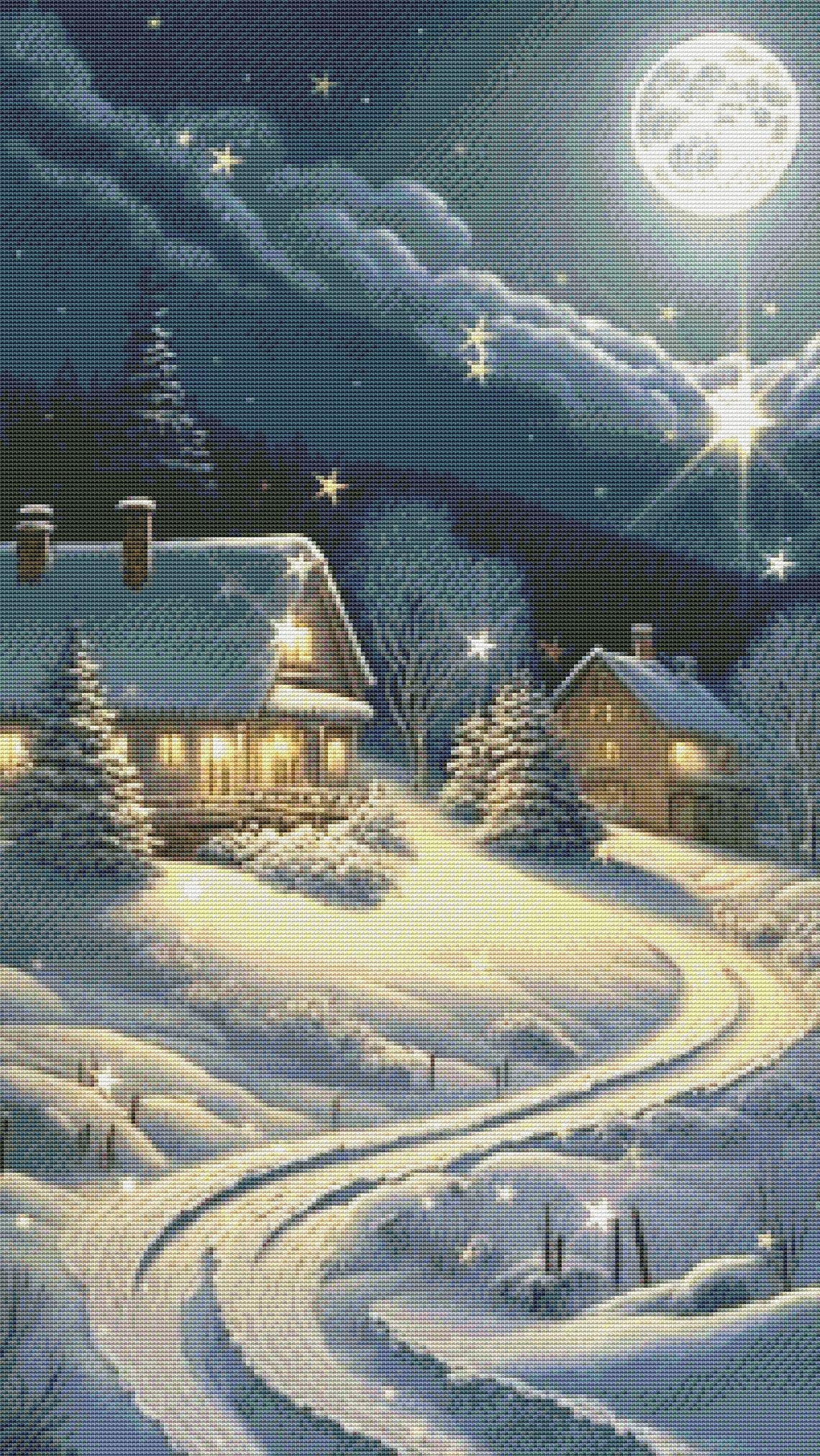 PDF Winter Night Cross Stitch Pattern, Snow Cross Stitch, Gift Design ...