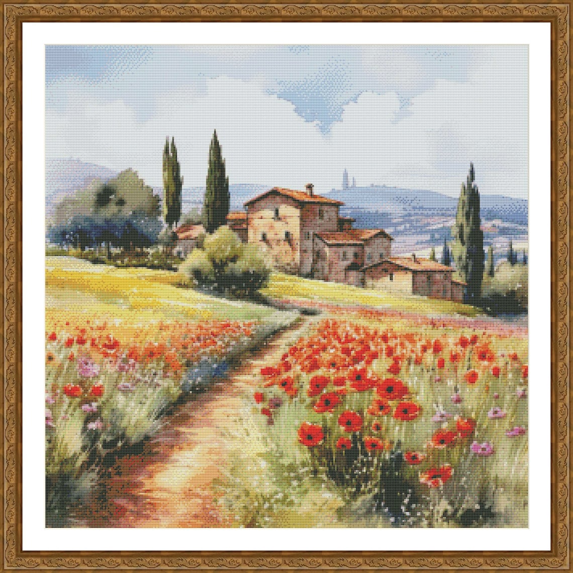 PDF Tuscany Field Counted Cross Stitch Pattern, Landscape Design ...