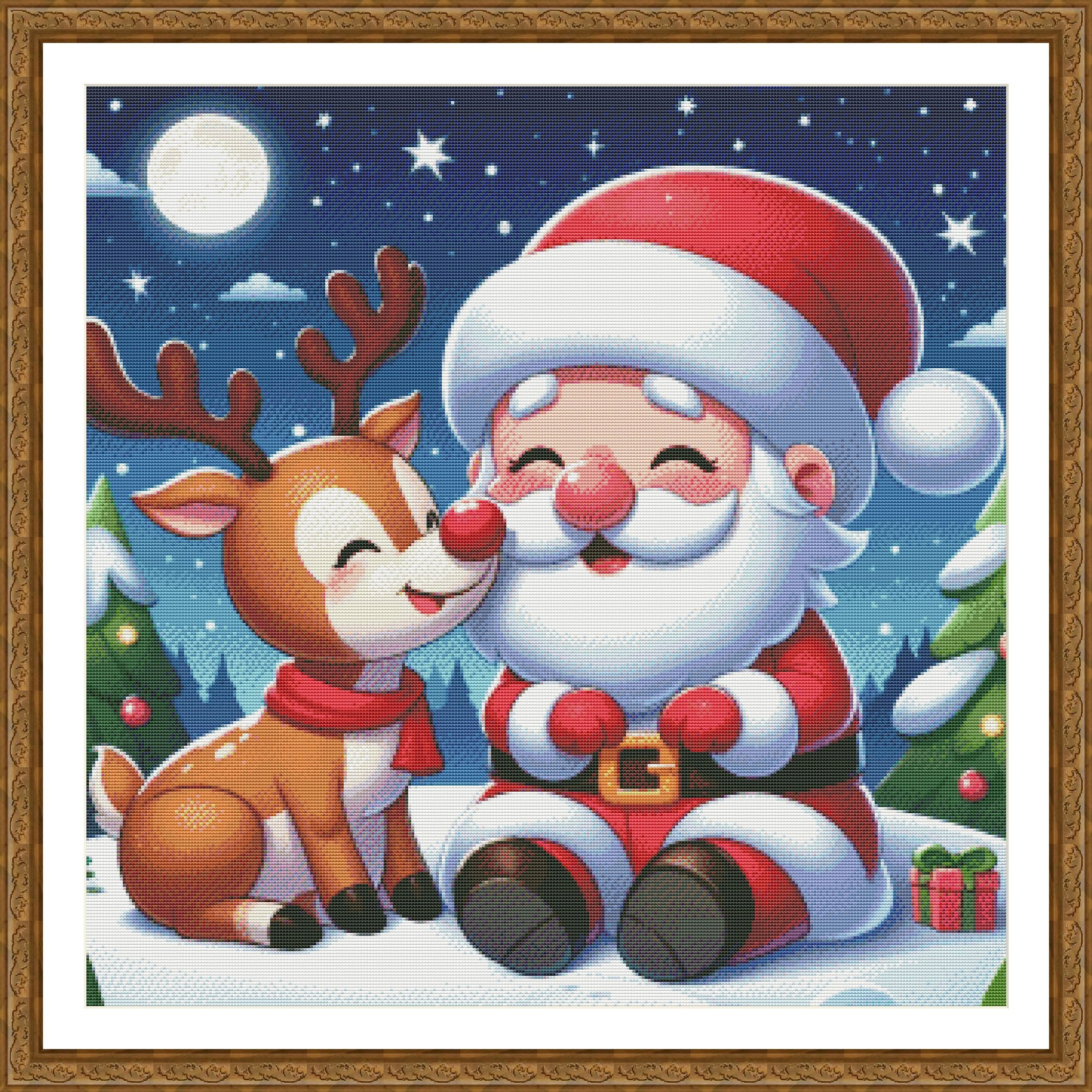 PDF Santa Claus With Rudolf Counted Cross Stitch Pattern, Instant ...