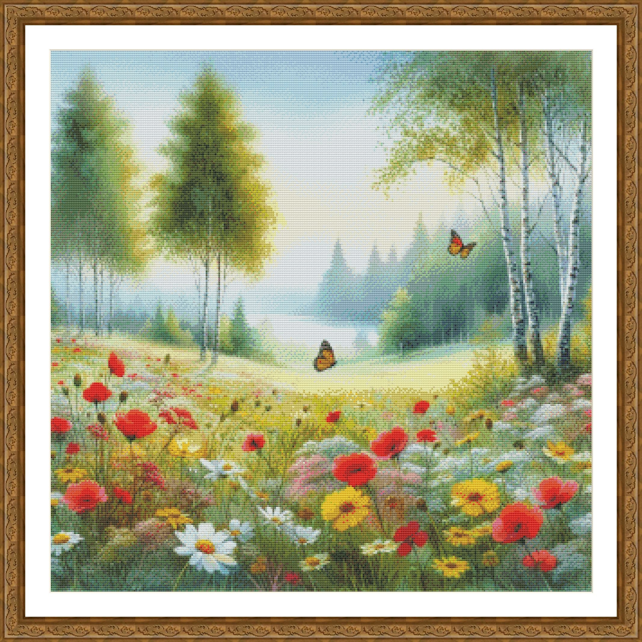 PDF Forest Lawn Counted Cross Stitch Pattern, Landscape Instant ...